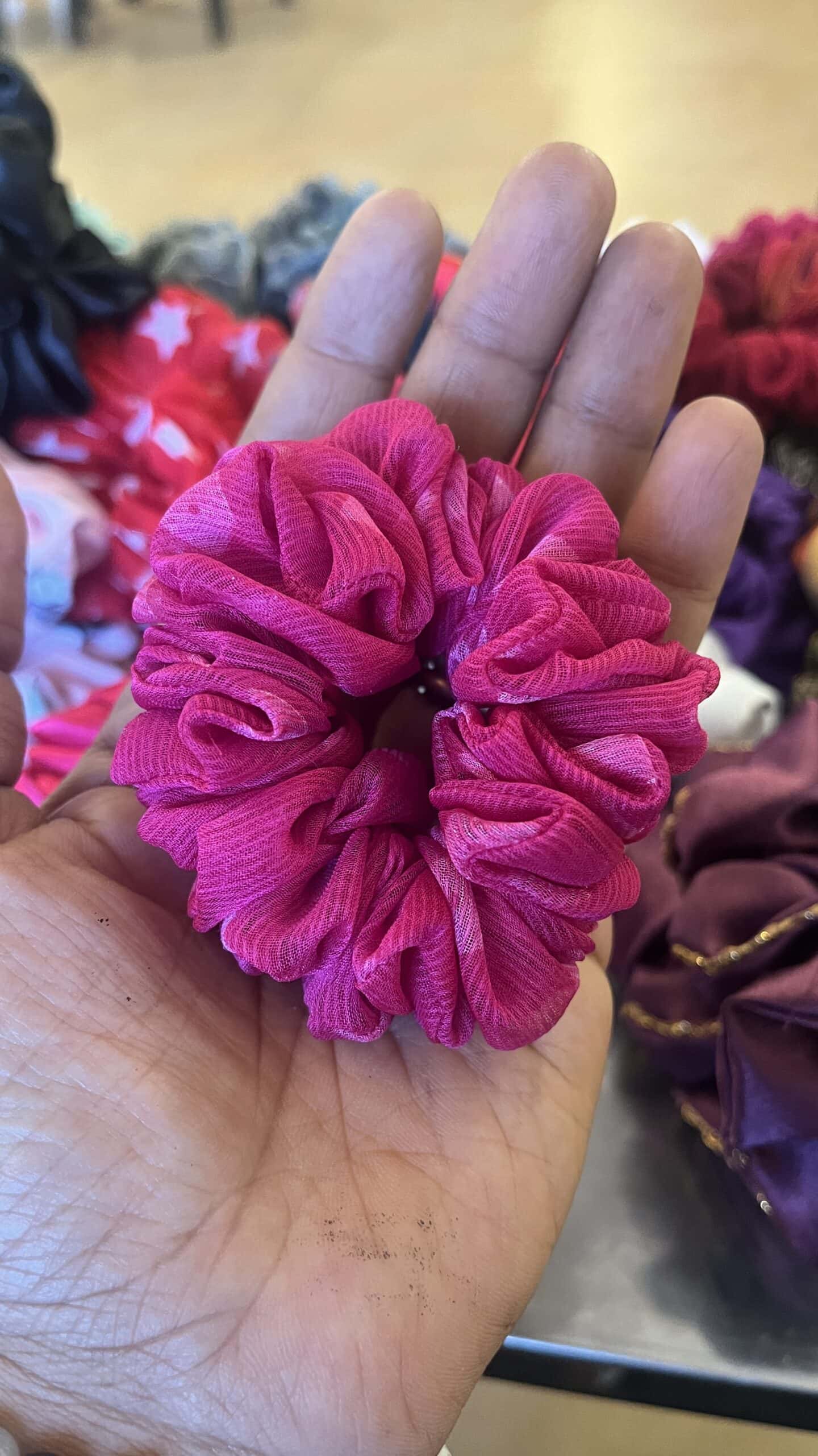 Fuchsia pink scrunchie